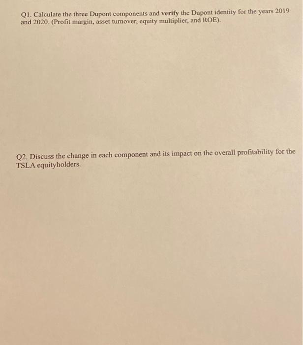 Solved Q1. Calculate the three Dupont components and verify | Chegg.com