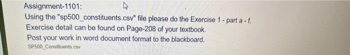 Solved Assignment-1101: Using the "sp500_constituents.csv" | Chegg.com