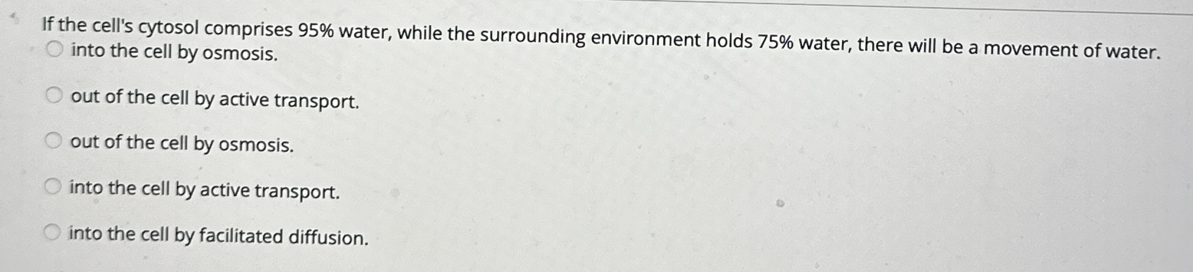 Solved If the cell's cytosol comprises 95% ﻿water, while the | Chegg.com