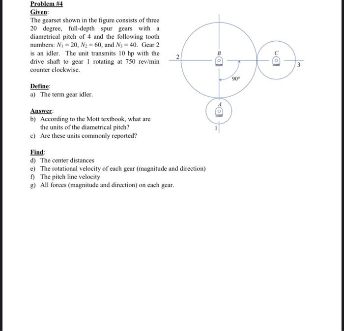Solved Problem #4 Given The gearset shown in the figure | Chegg.com