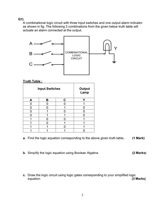 Solved 01 A Combinational Logic Circuit With Three Input