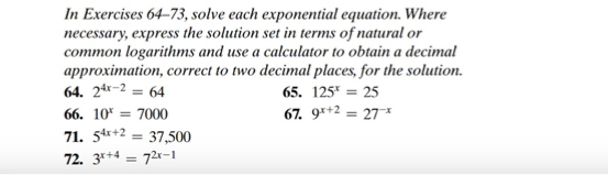 Solved In Exercises 64-73, ﻿solve each exponential equation. | Chegg.com
