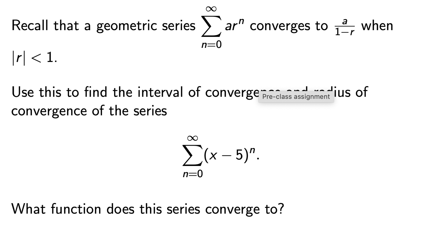 Solved Recall that a geometric series ∑n=0∞arn ﻿converges to | Chegg.com