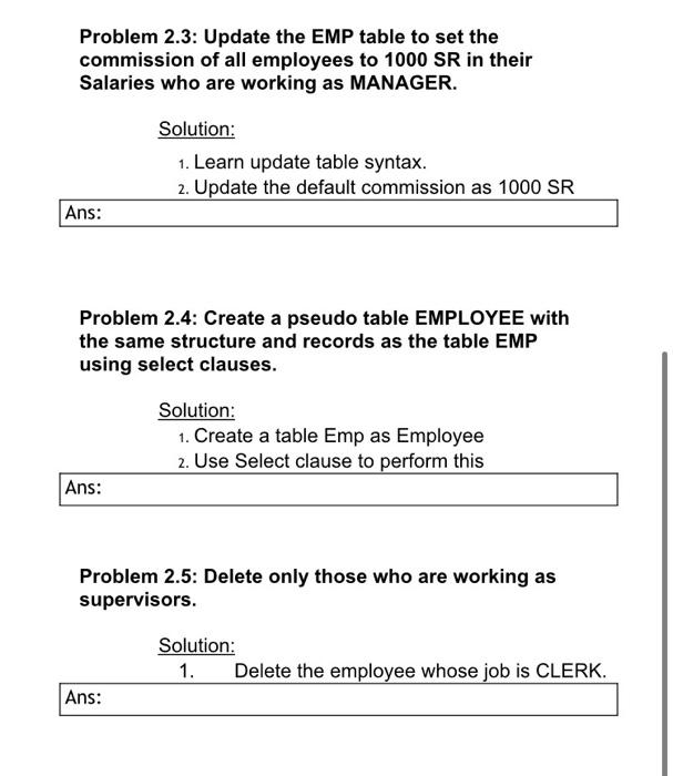 Solved Problem 2.1: INSERT 5 RECORDS INTO DEPT TABLE. | Chegg.com