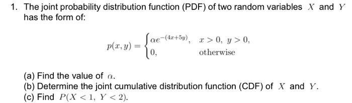 Solved The joint probability distribution function (PDF) of | Chegg.com