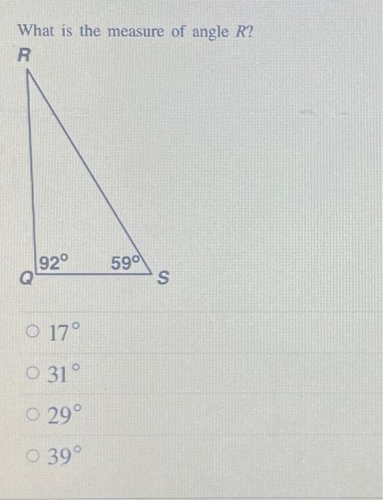 Solved What is the measure of angle R ? | Chegg.com