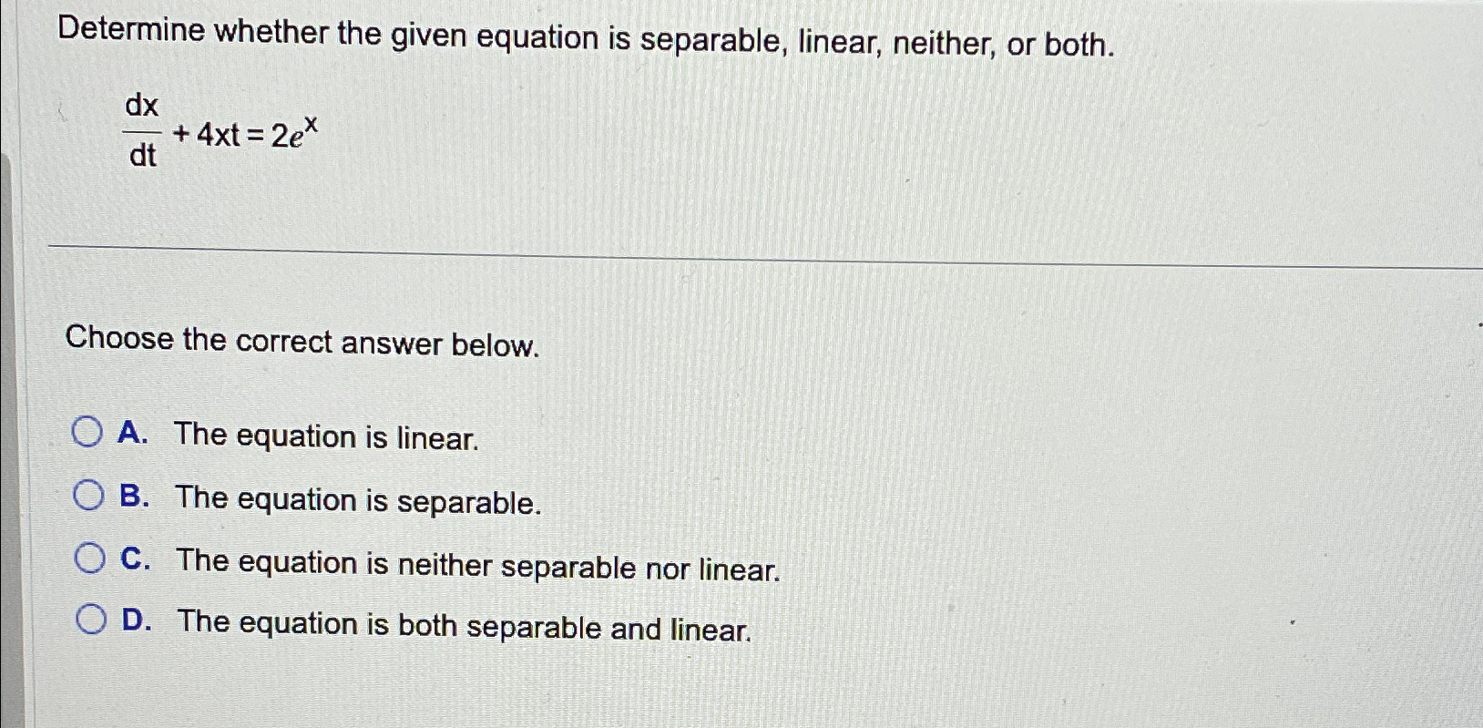 Solved Determine Whether The Given Equation Is Separable
