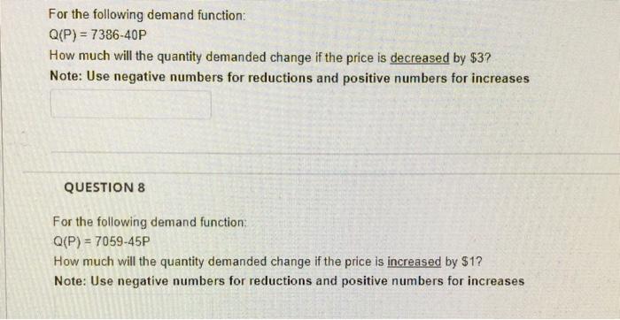 Solved For the following demand function: Q(P)=7386−40P How | Chegg.com