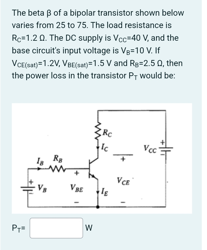 Solved The beta β ﻿of a bipolar transistor shown below | Chegg.com