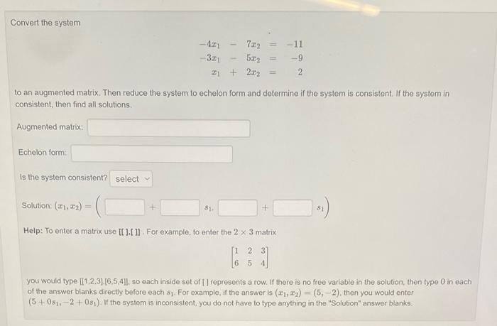 Solved Express the following system of linear equations as a | Chegg.com