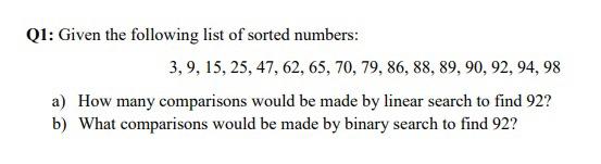 Solved : Given the following list of sorted numbers: | Chegg.com