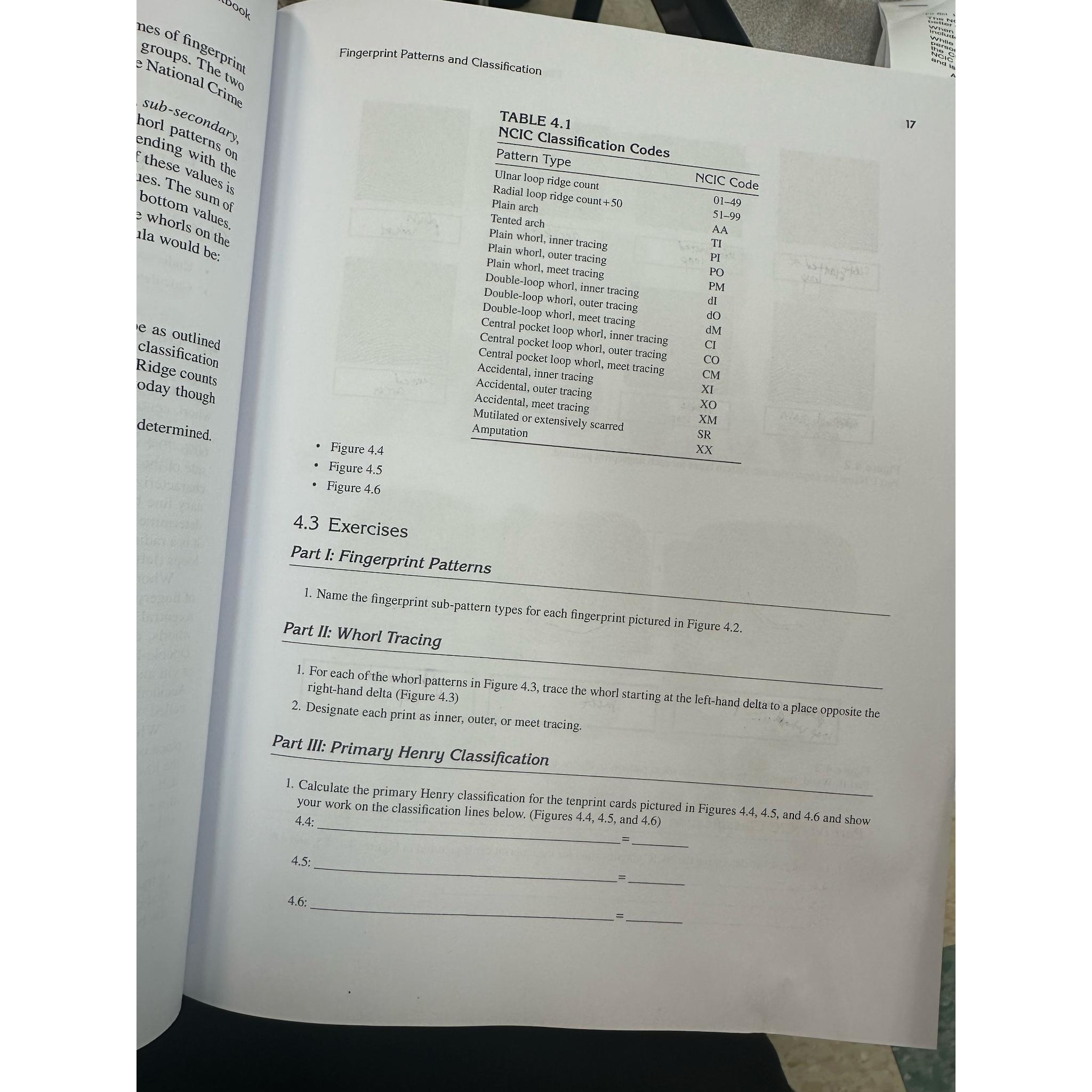 Solved Fingerprint Patterns and Classification17TABLE | Chegg.com