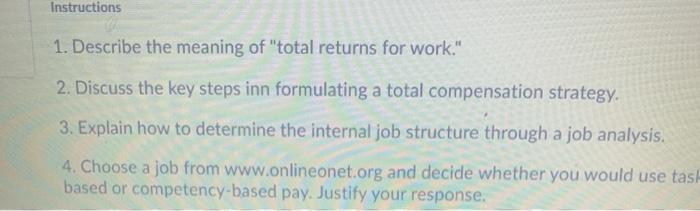 Solved Instructions 1. Describe the meaning of "total | Chegg.com
