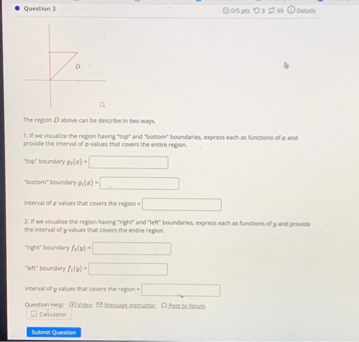 Solved The region D above can be describe in two ways. 1. If | Chegg.com