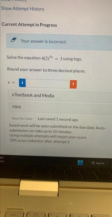 Solved Current Attempt in Progress Solve the equation | Chegg.com