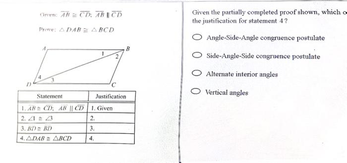 Solved Given the partially completed proof shown, which of | Chegg.com