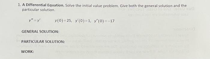 Solved 1 A Differential Equation So The Initial Value Chegg