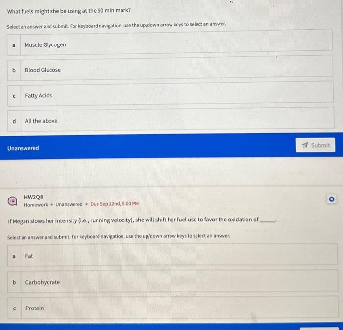 Solved ⋆⋆ Megan runs at a moderate pace (65% V02 max ) for | Chegg.com