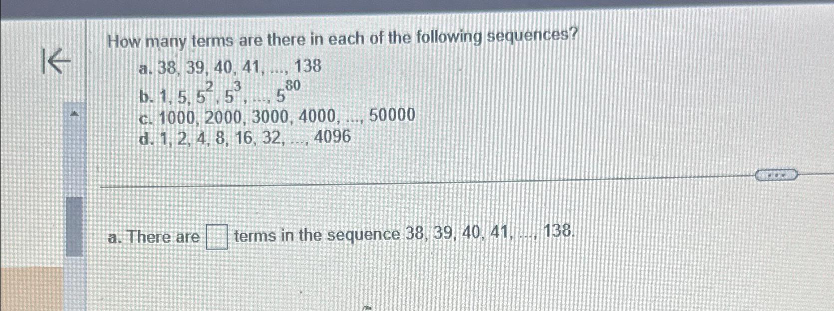 Solved How many terms are there in each of the following | Chegg.com