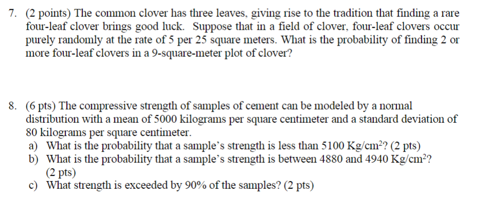 Solved ( 2 ﻿points) ﻿The common clover has three leaves, | Chegg.com