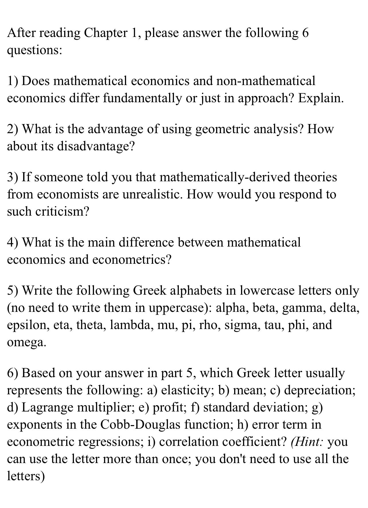 Solved After reading Chapter 1, ﻿please answer the following | Chegg.com