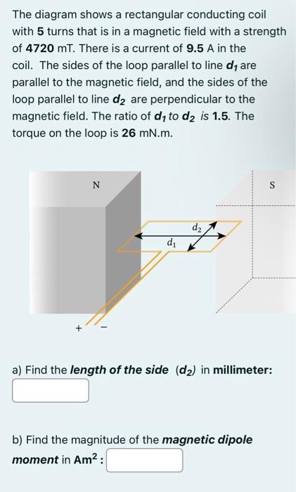 Solved The diagram shows a rectangular conducting coil with | Chegg.com