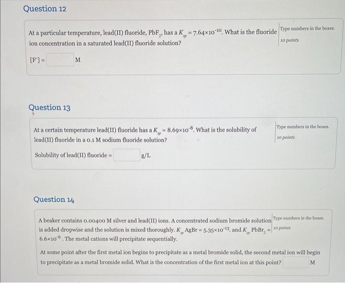 Solved At a particular temperature, lead(II) fluoride, PbF2, | Chegg.com