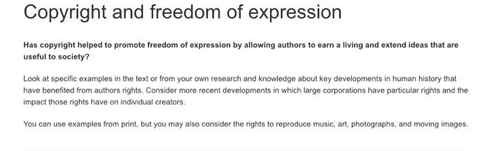 Copyright and freedom of expression Has copyright | Chegg.com