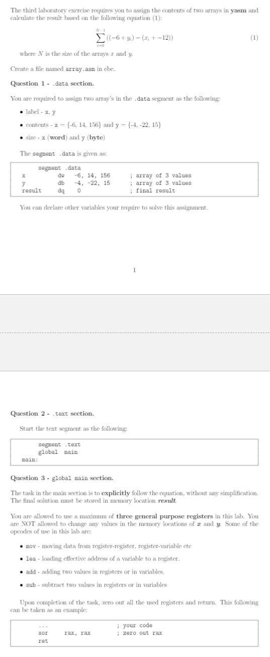 Solved The third laboratory exercise requires you to assign | Chegg.com