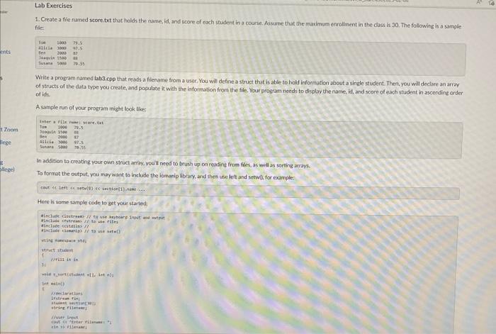 file: of structs of the data troe yeu crete, and | Chegg.com