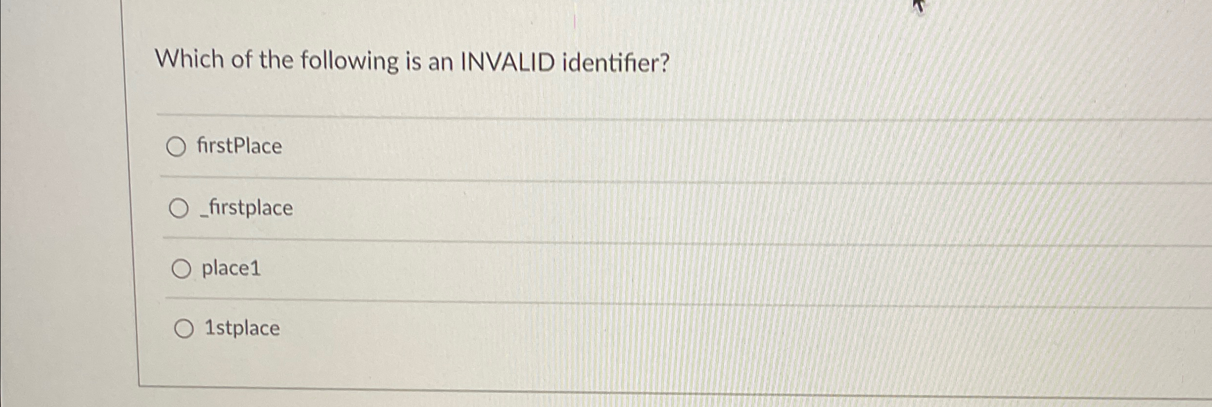 Solved Which of the following is an INVALID | Chegg.com