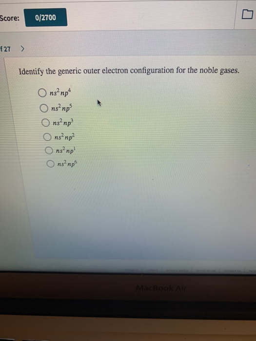 Solved Score: 0/2700 f27 > Identify the generic outer | Chegg.com
