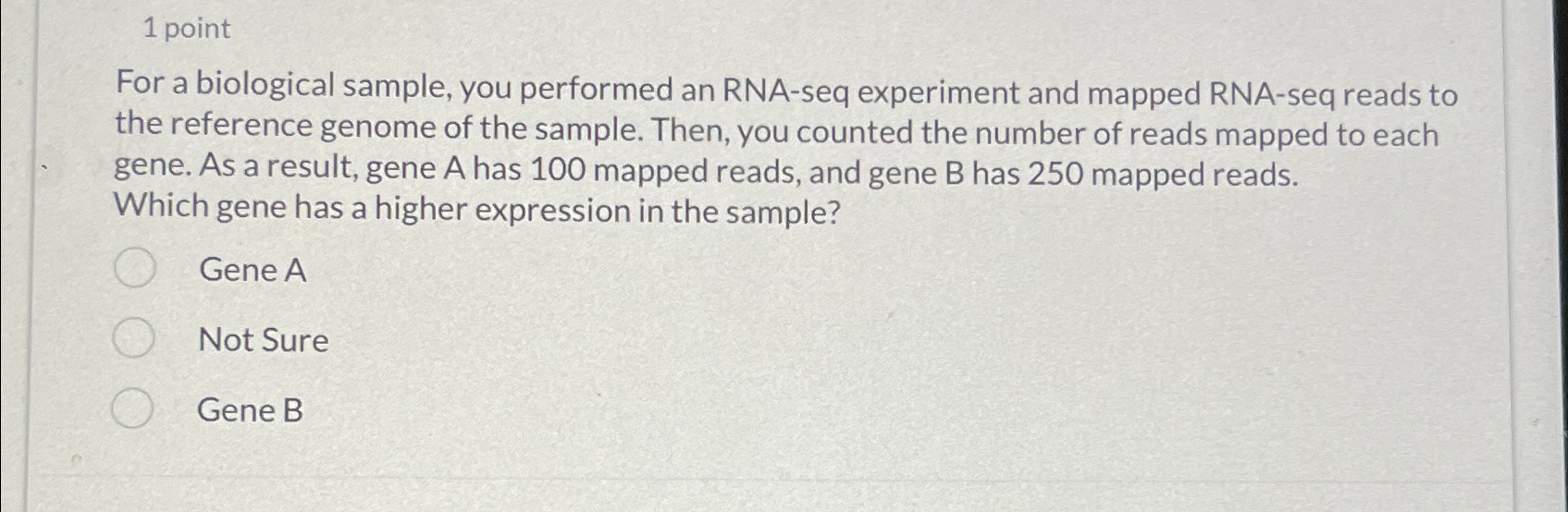 Solved 1 ﻿pointFor a biological sample, you performed an | Chegg.com