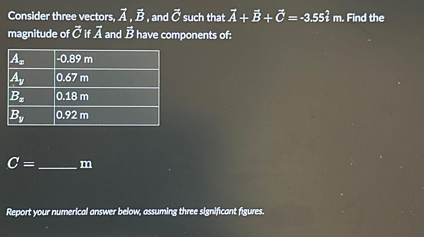 Solved Consider Three Vectors Vecavecb ﻿and Vecc 