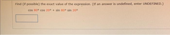 Solved Find (if possible) the exact value of the expression. | Chegg.com