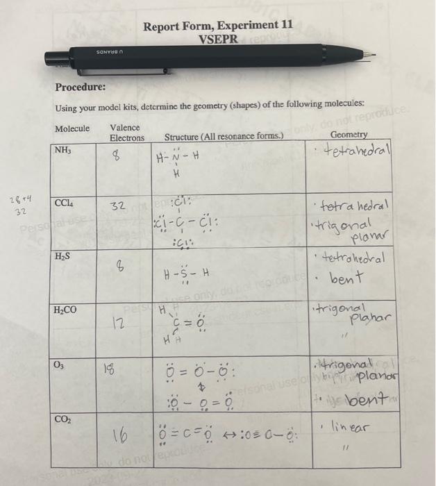 Solved determine electron geometry and mooecular geometry of | Chegg.com