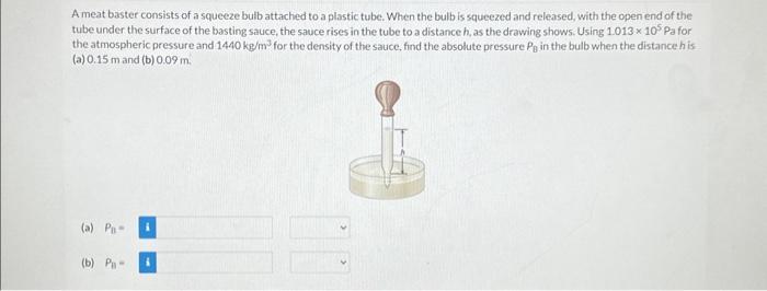 Solved A meat baster consists of a squeeze bulb attached to | Chegg.com