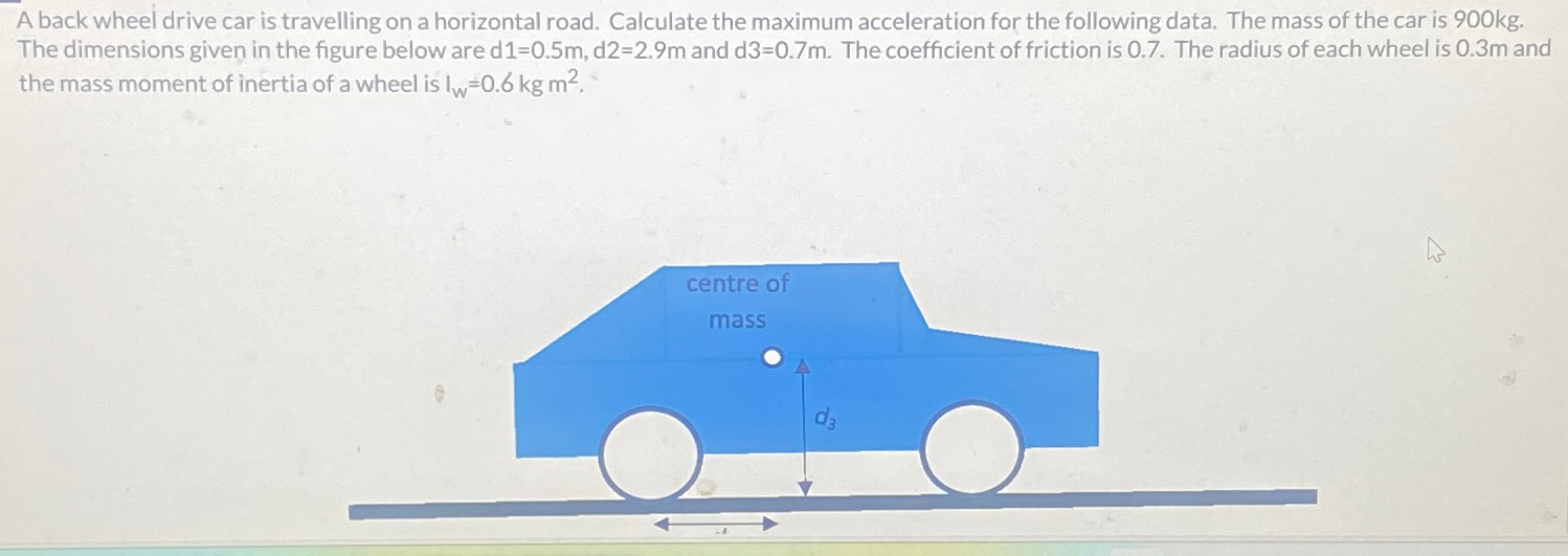 Solved A back wheel drive car is travelling on a horizontal | Chegg.com