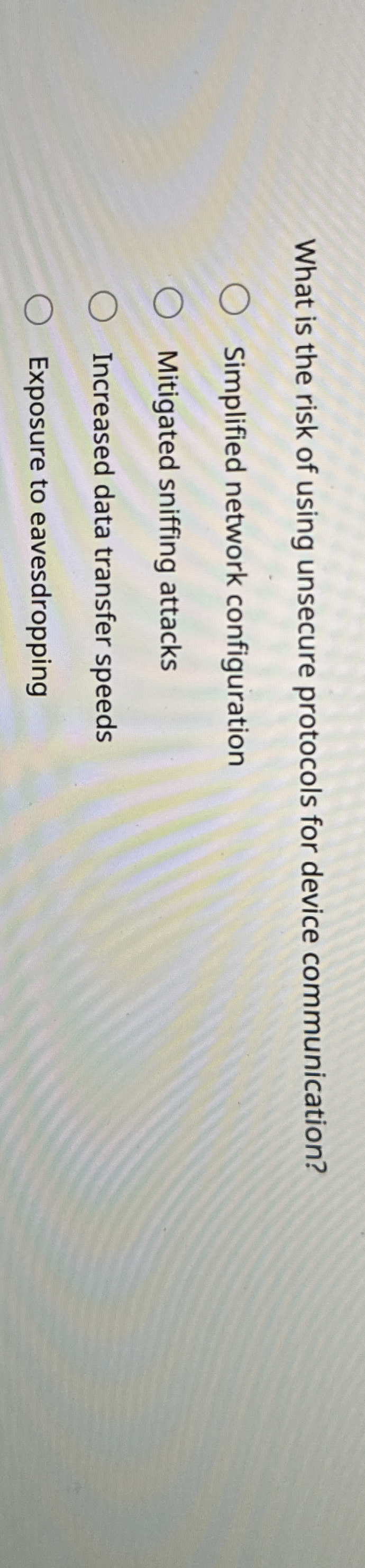 Solved What is the risk of using unsecure protocols for | Chegg.com