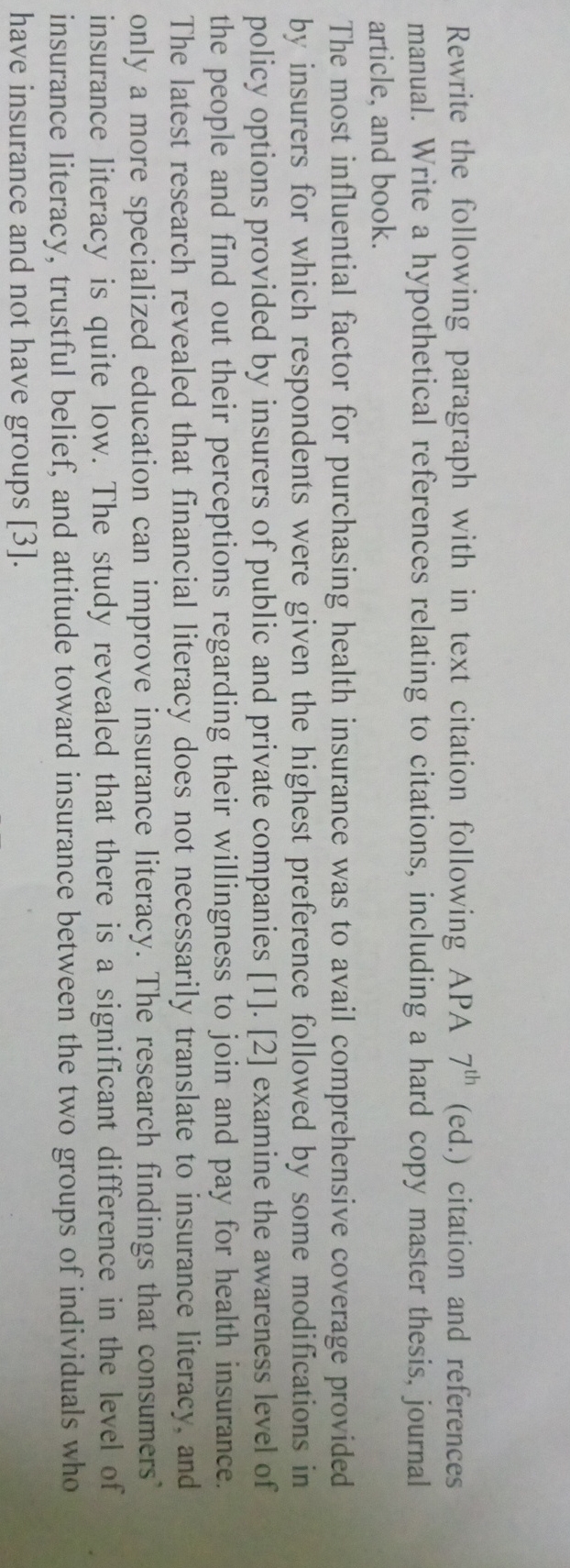 Rewrite the following paragraph with in text citation | Chegg.com