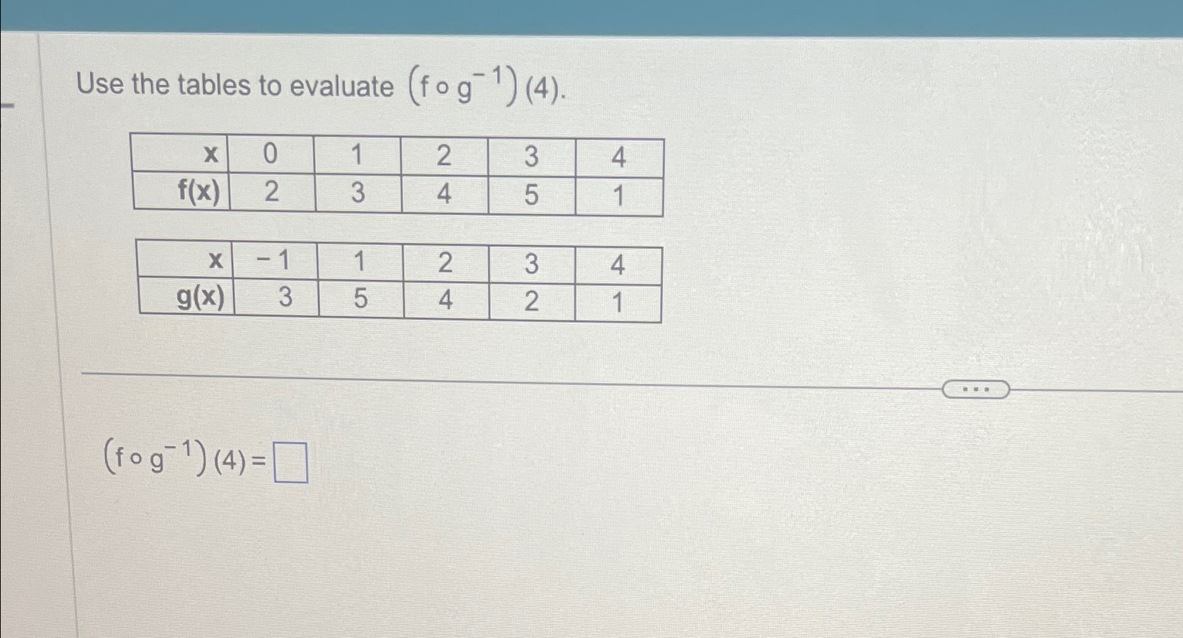 Solved Use the tables to evaluate | Chegg.com
