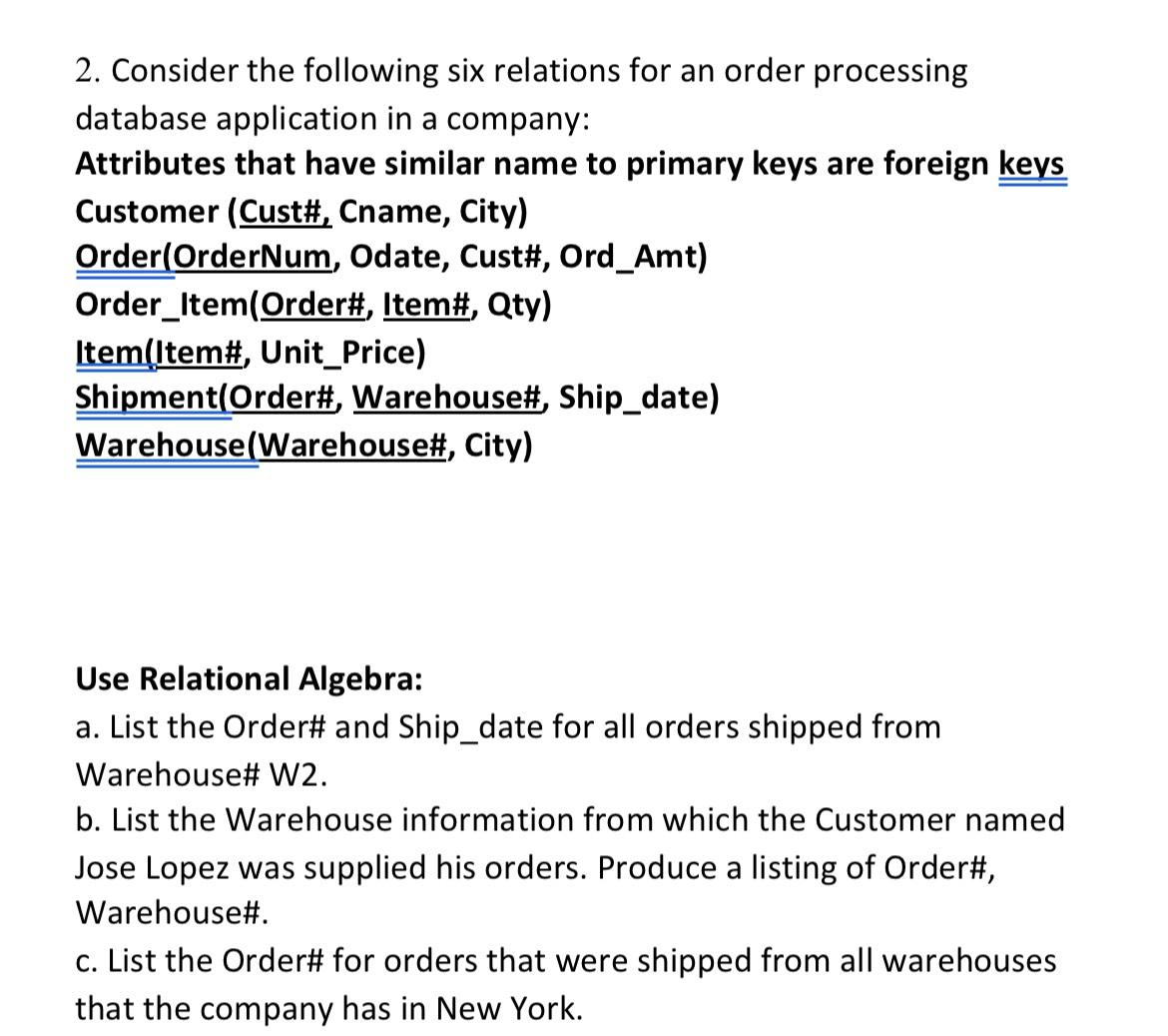 Solved Consider the following six relations for an order | Chegg.com