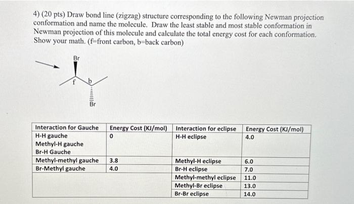 Solved 4) (20 pts) Draw bond line (zigzag) structure | Chegg.com