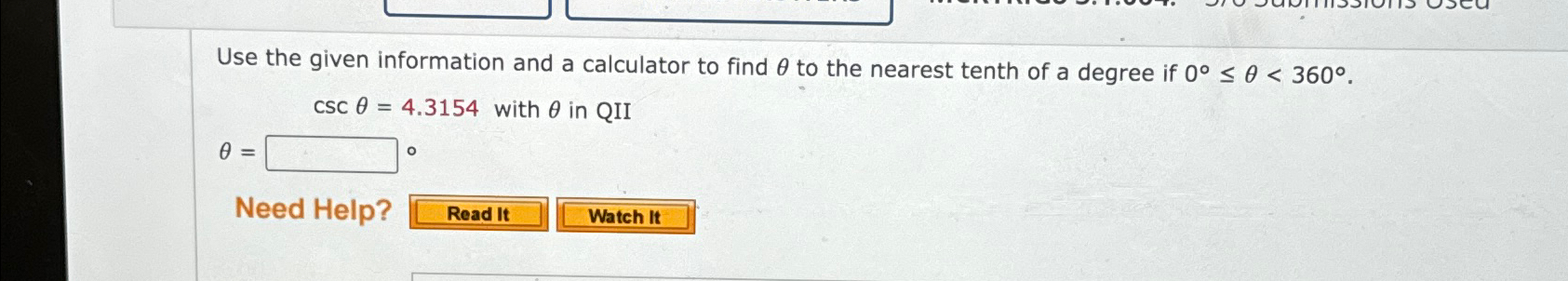 Solved Use the given information and a calculator to find θ | Chegg.com
