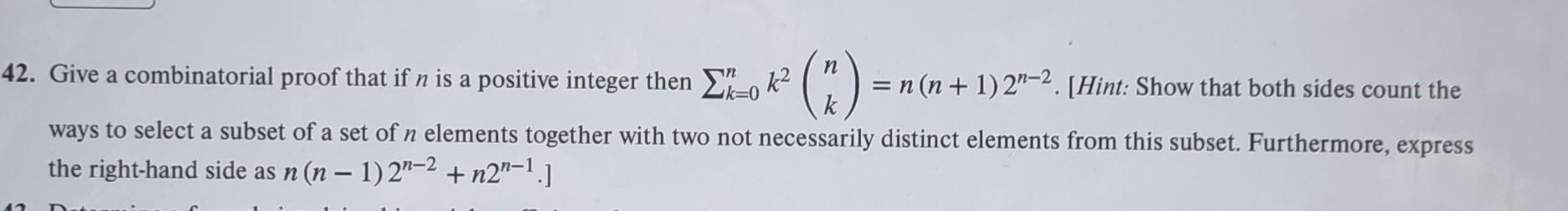 Solved 2. Give a combinatorial proof that if n is a positive | Chegg.com