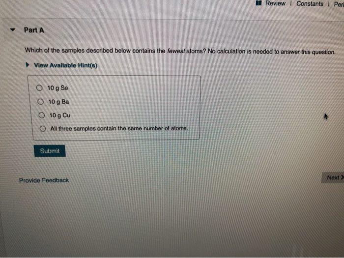 Solved Review | Constants Peri Part A Which of the samples | Chegg.com