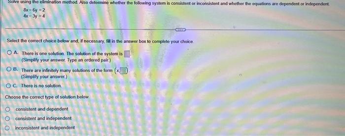 Solved Bolve using the elimination method. Aso determine | Chegg.com