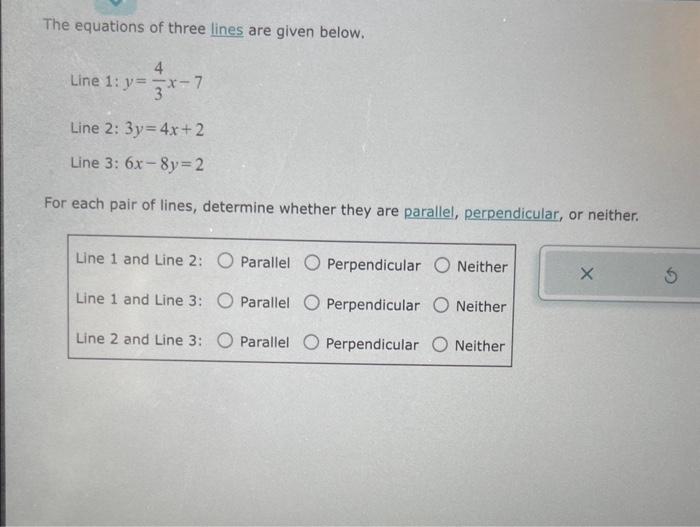 Solved The equations of three lines are given below. Line 1: | Chegg.com