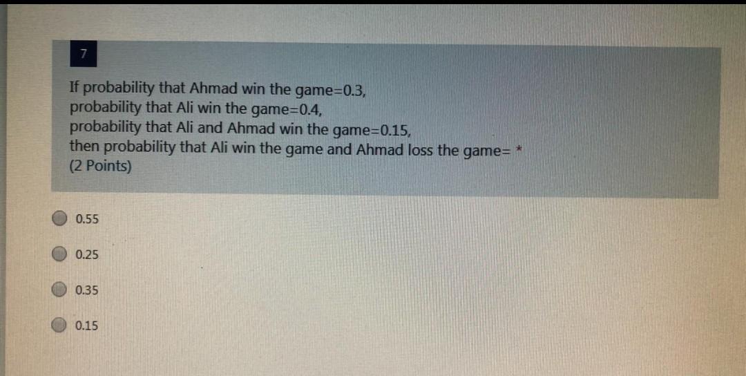 Solved IfP(A) + P(B) = 0.9,P(ANB)=P( BA) = 0.25 ,Then P(ANB) | Chegg.com