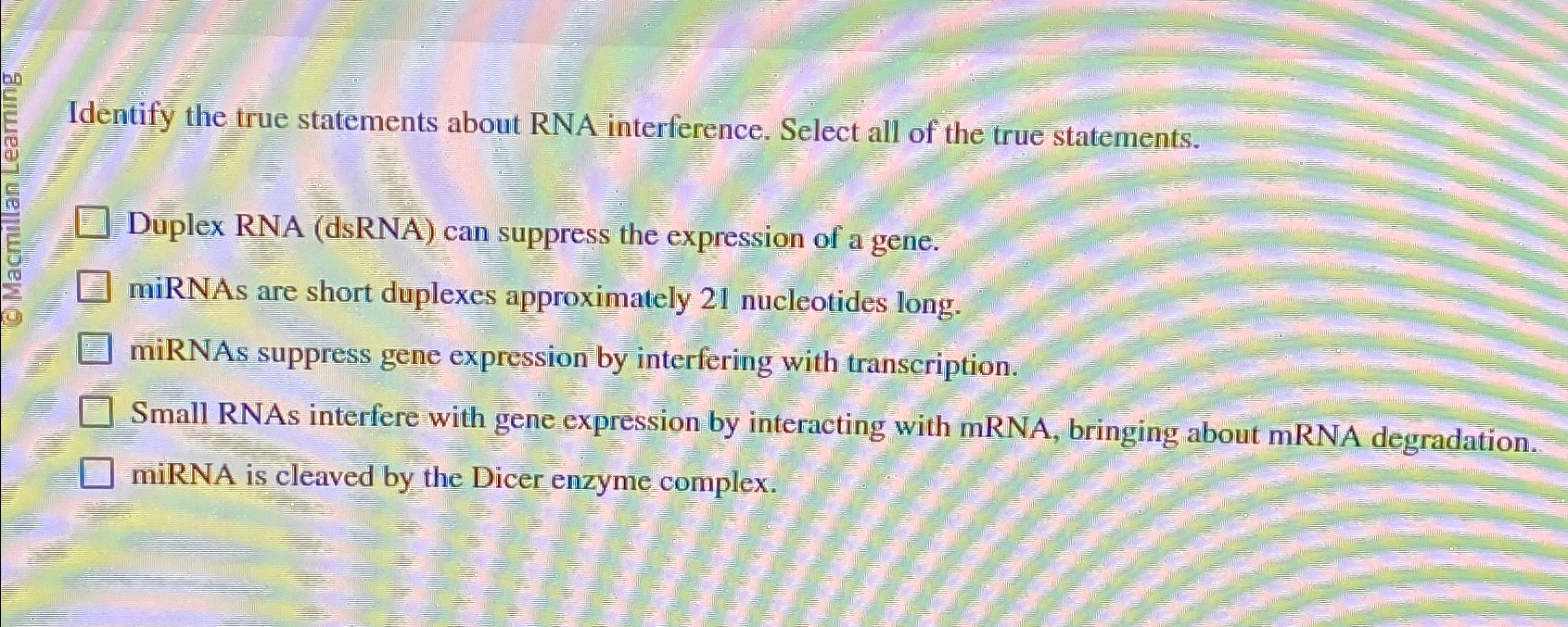 Solved Identify the true statements about RNA interference. | Chegg.com
